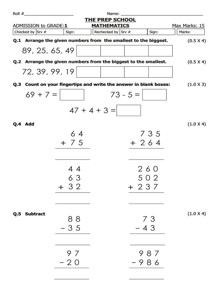 Mathematics Grade 1 | PDF