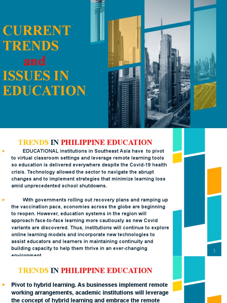 Trends and Issues in Philippine Education | PDF | Schools | Distance ...