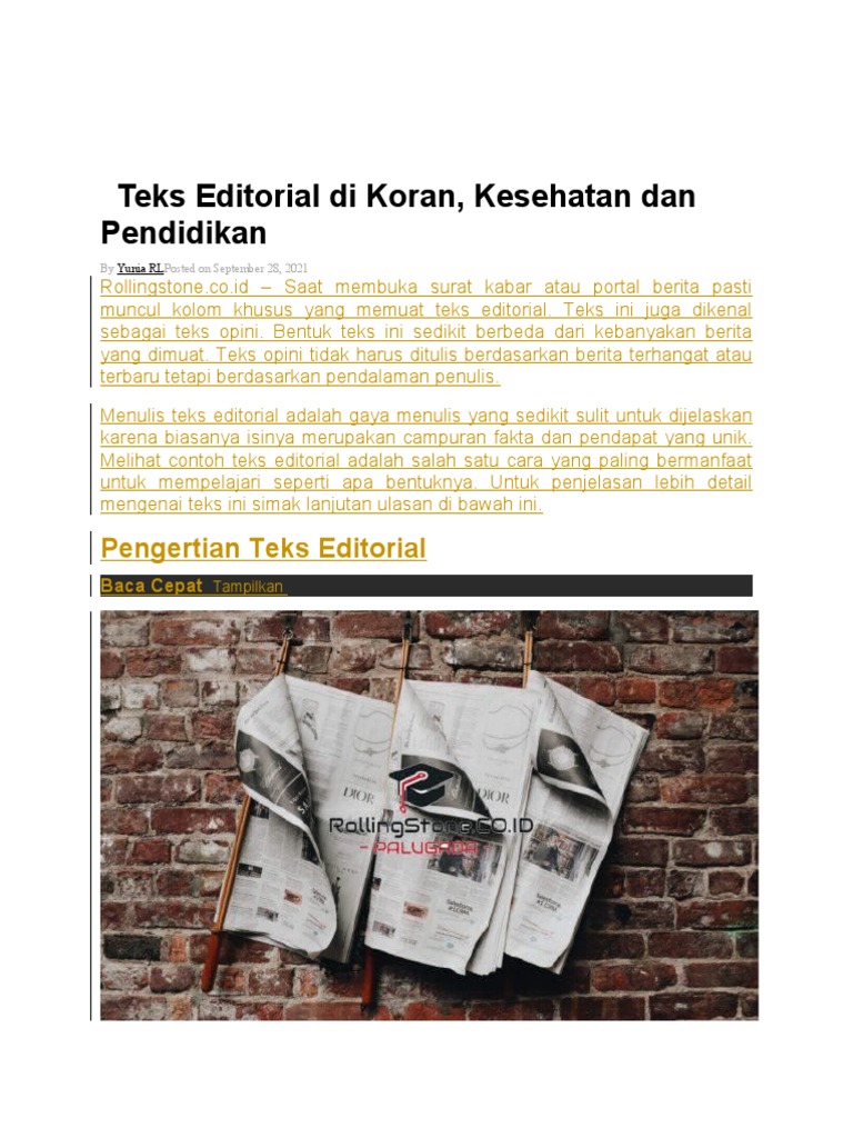 10 CONTOH TEKS EDITORIAL Di KORAN | PDF