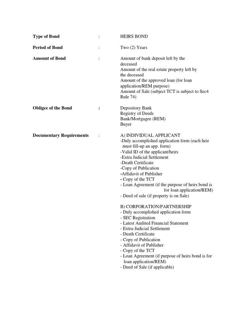 Heirs Bond | PDF