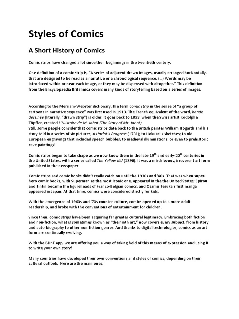 Evolution of Comics: A Survey of Major Styles from Around the World ...