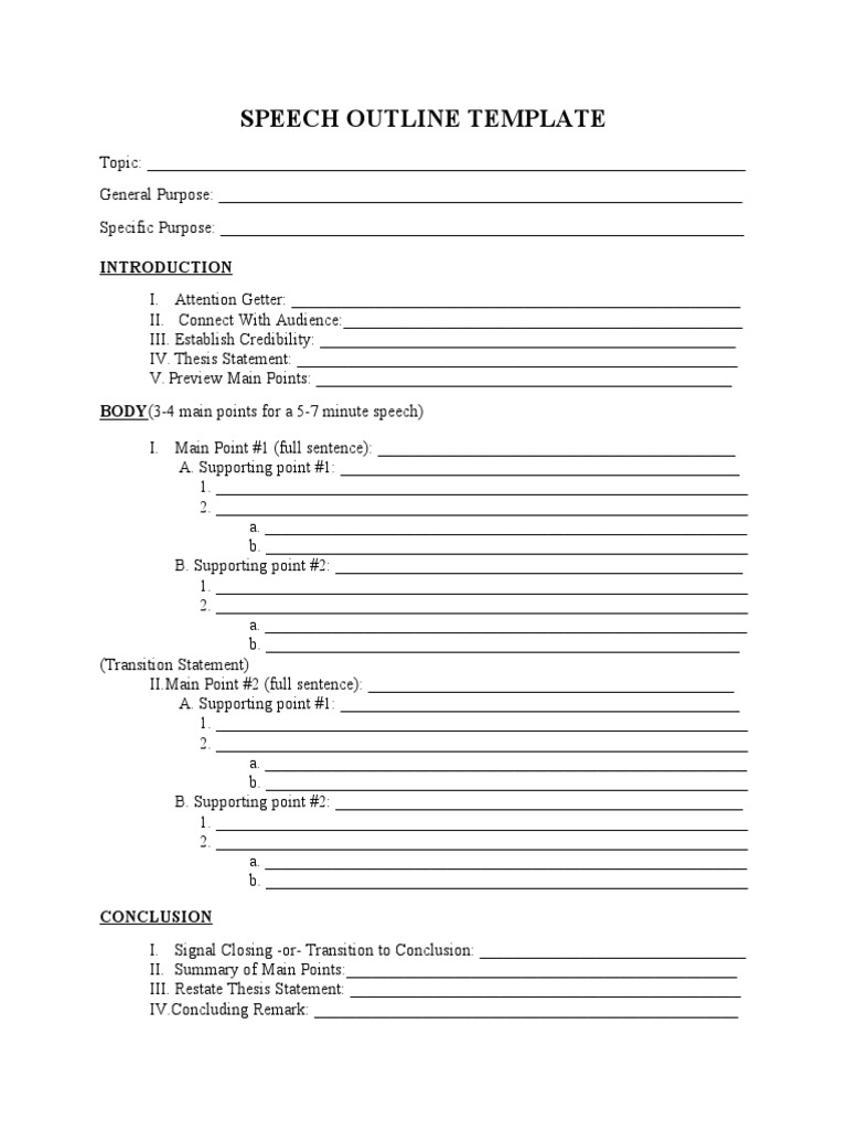 Speech Outline Template | PDF | Human Communication