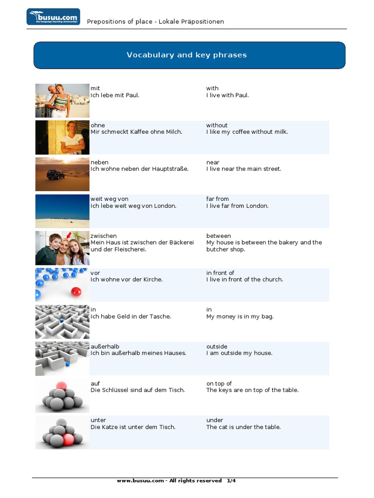 Prepositions of Place - Lokale Präpositionen | PDF