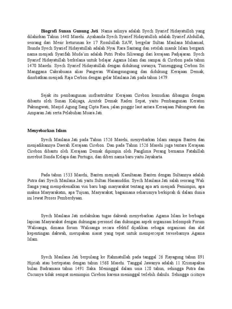 BIOGRAFI Sunan Gunung Jati | PDF