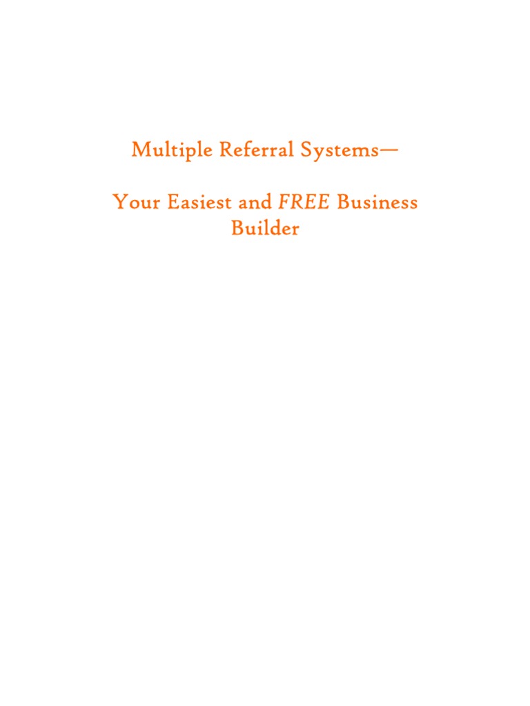 WORKBOOK - Multiple Referral Systems | PDF | Marketing | Advertising