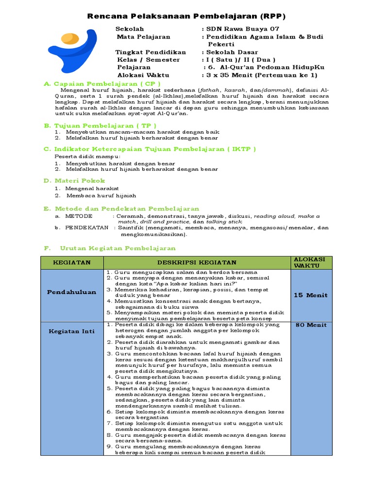 RPP Kls 1 IKM Semester Genap | PDF