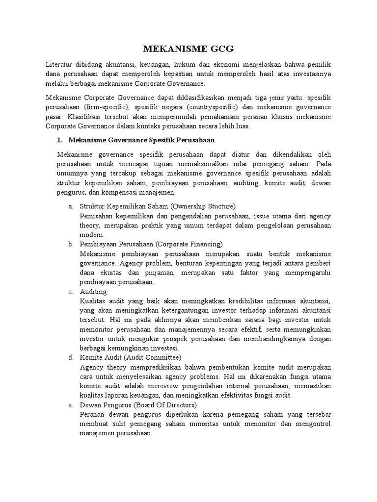 Mekanisme GCG | PDF