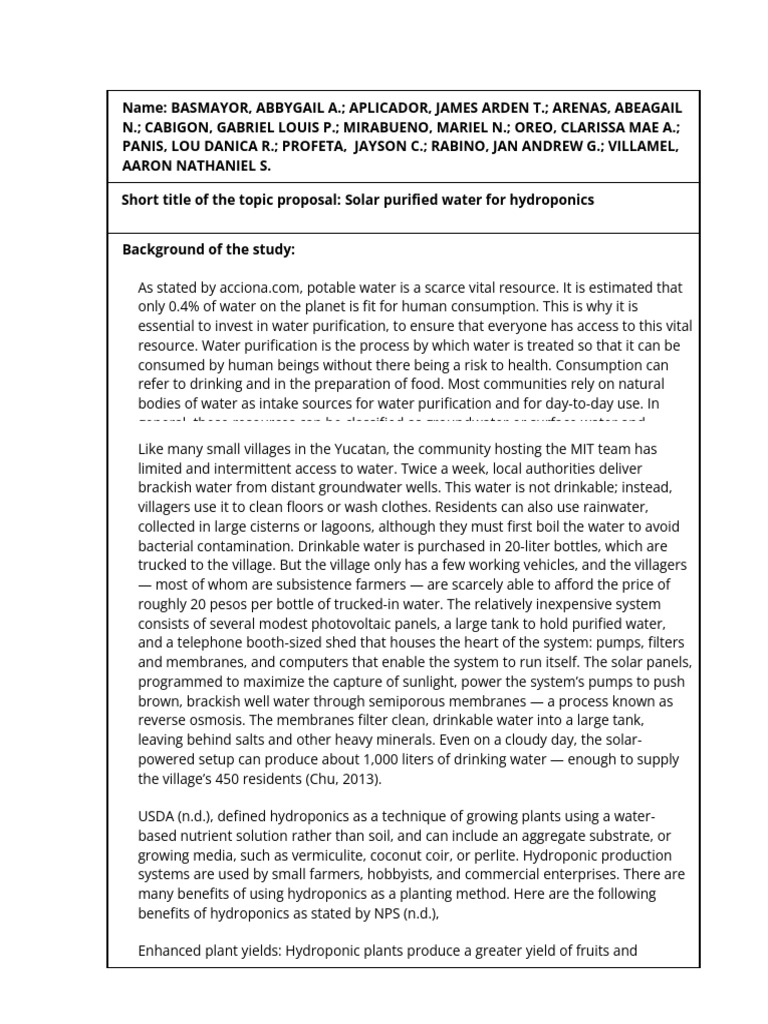 Group 1 Work Immersion Topic Proposal | PDF