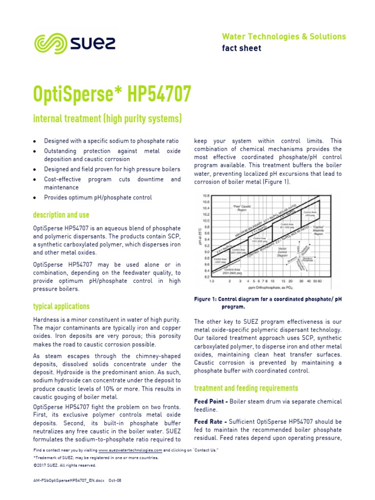 Optisperse HP54707 PFS Suez | PDF | Boiler | Corrosion