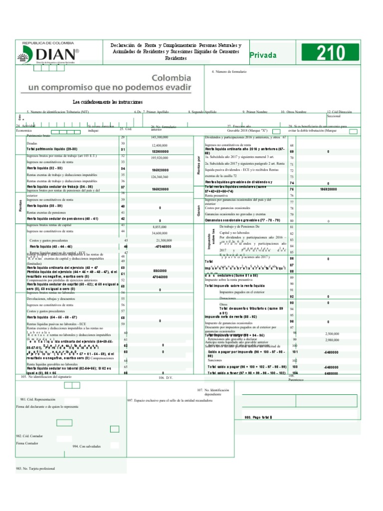 formulario-210-sistema-cedular | PDF | Impuesto sobre la renta | Impuestos