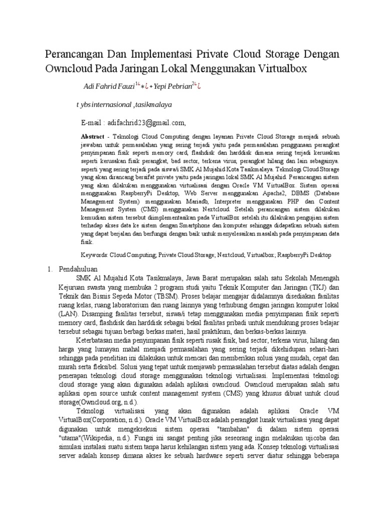 Jurnal Perancangan Private Cloud | PDF