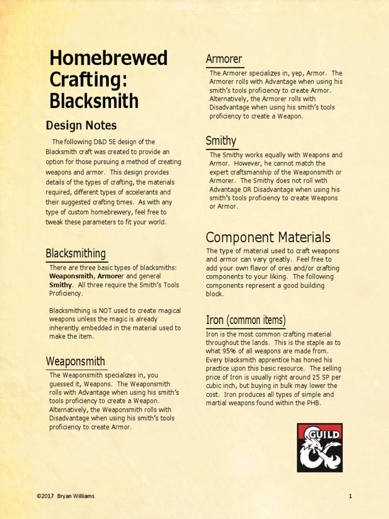 785444-Homebrewed Crafting - Blacksmith v04302020 | PDF | Blacksmith ...