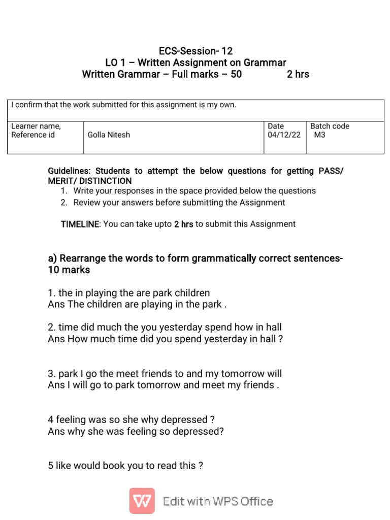 EcS - 01 Assignment | PDF