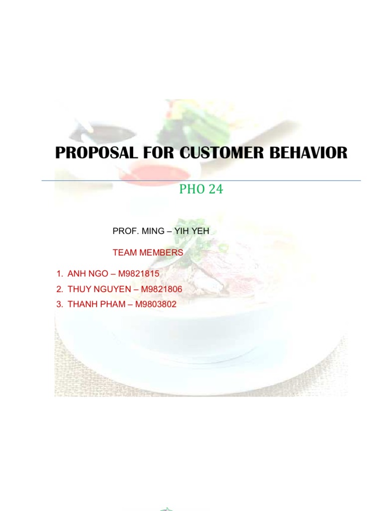 Consumer Behavior Proposal Pho 24 | PDF | Ho Chi Minh City | Survey Methodology