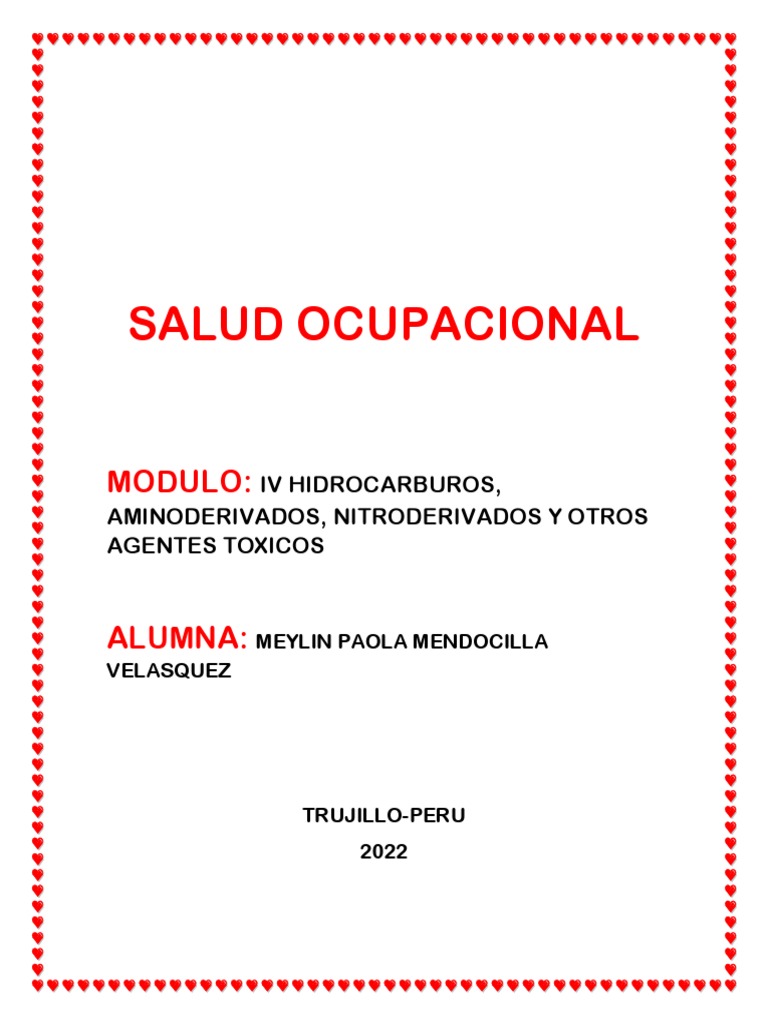 Examen Modulo IV - Salud Ocupacional Meylin Mendocilla | PDF | Hidrocarburos | Compuestos químicos