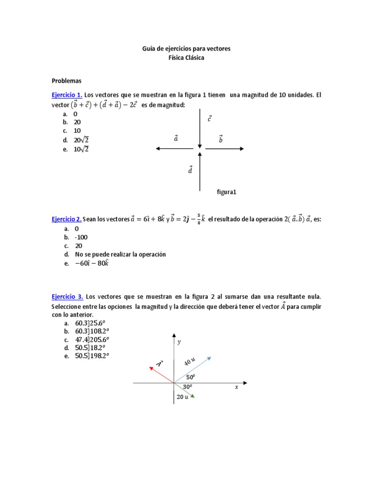 Guia_de_ejercicios_para_vectores | PDF | Vector Euclidiano | Escalar (Matemáticas)