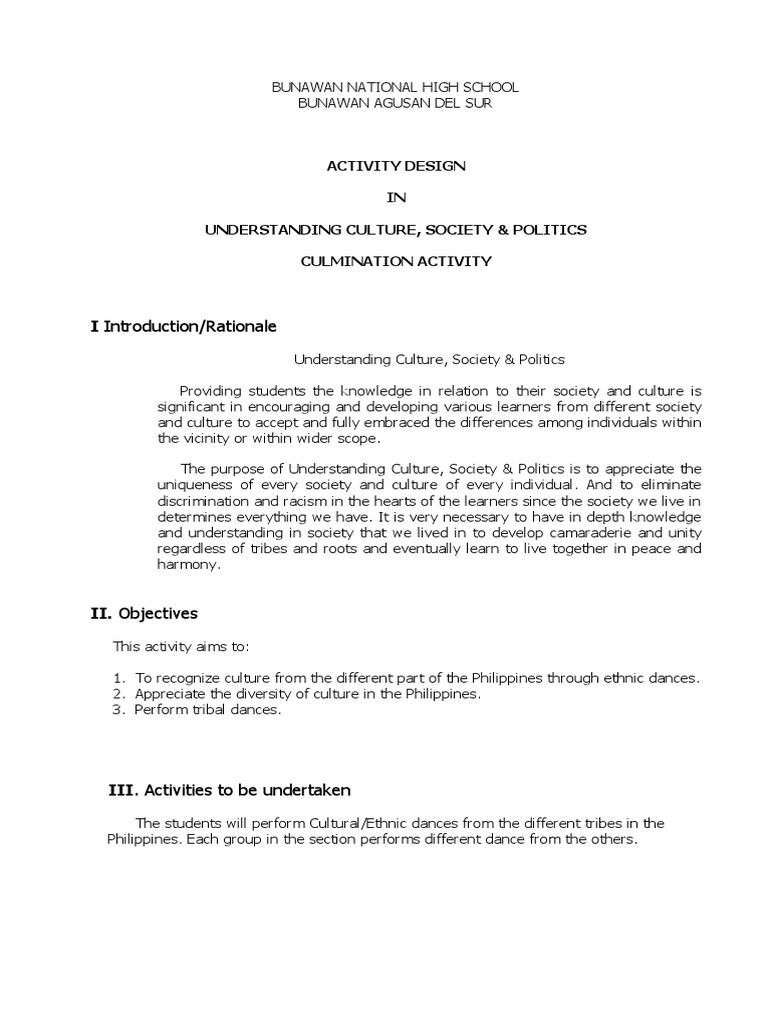 Activity Design Ucsp11 | PDF | Dances | Cognition