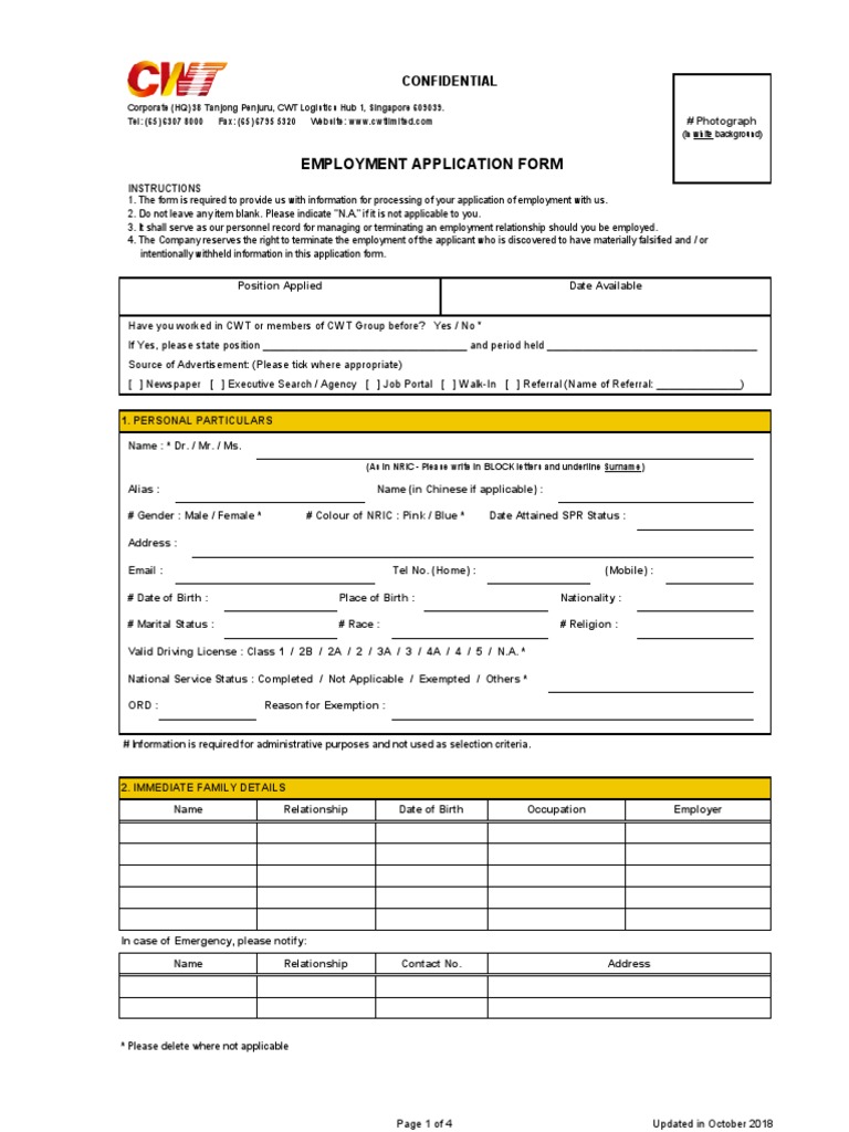 Employment Application Form | PDF | Salary | Employment
