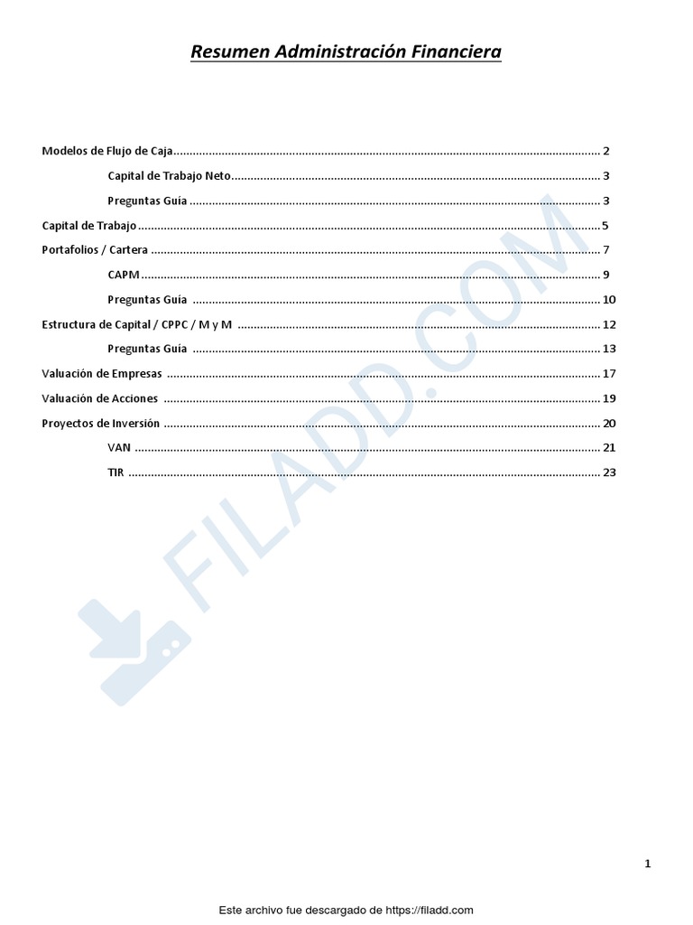 Resumen - Administracion Financiera | Descargar gratis PDF | Modelo de fijación de precios de ...