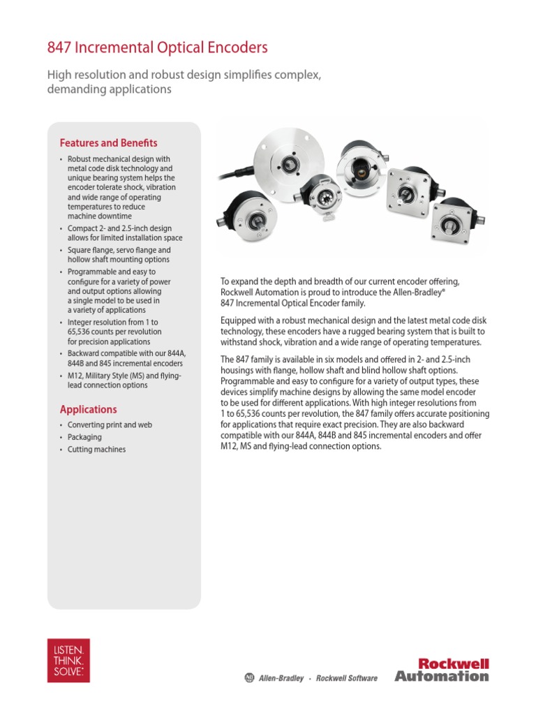 847 Incremental Optical Encoders: High Resolution and Robust Design Simplifi Es Complex ...
