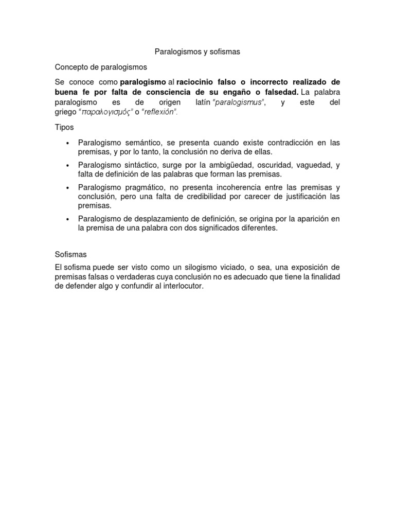Paralogismos y Sofismas | PDF