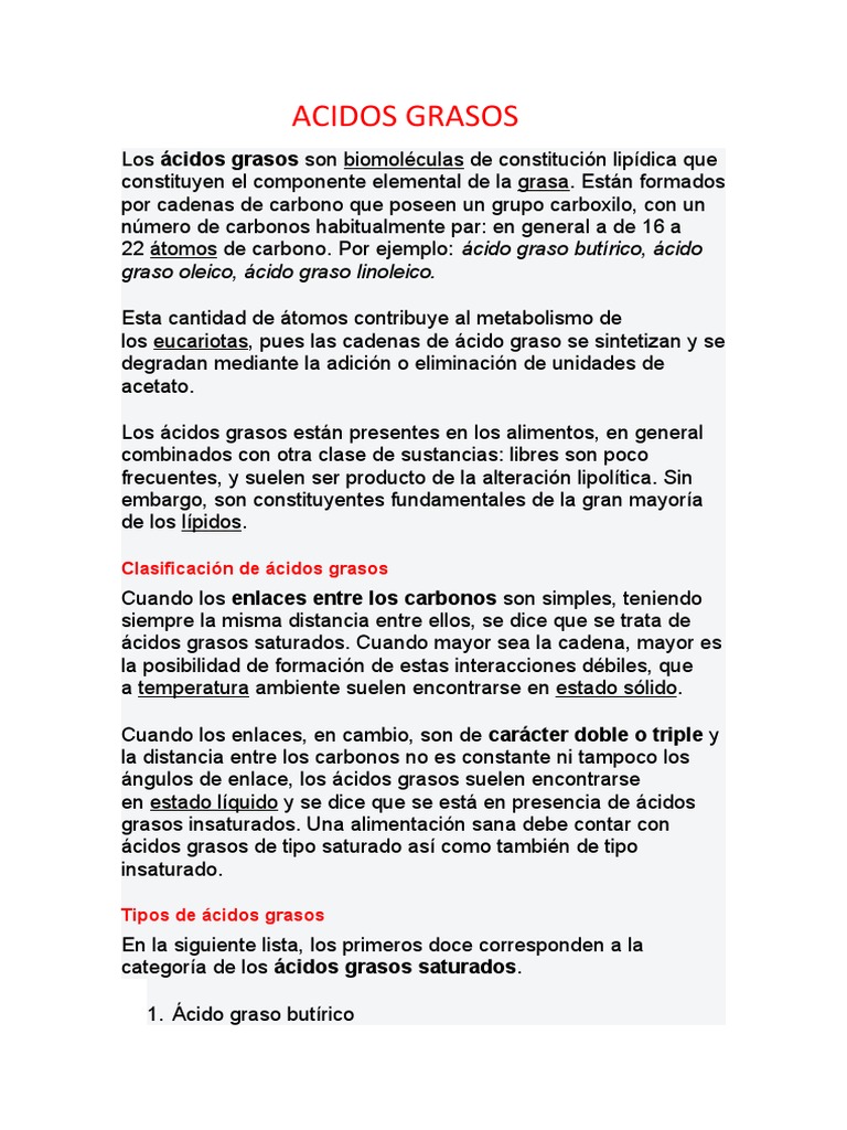 Acidos Grasos | PDF | Ácido graso | gordo