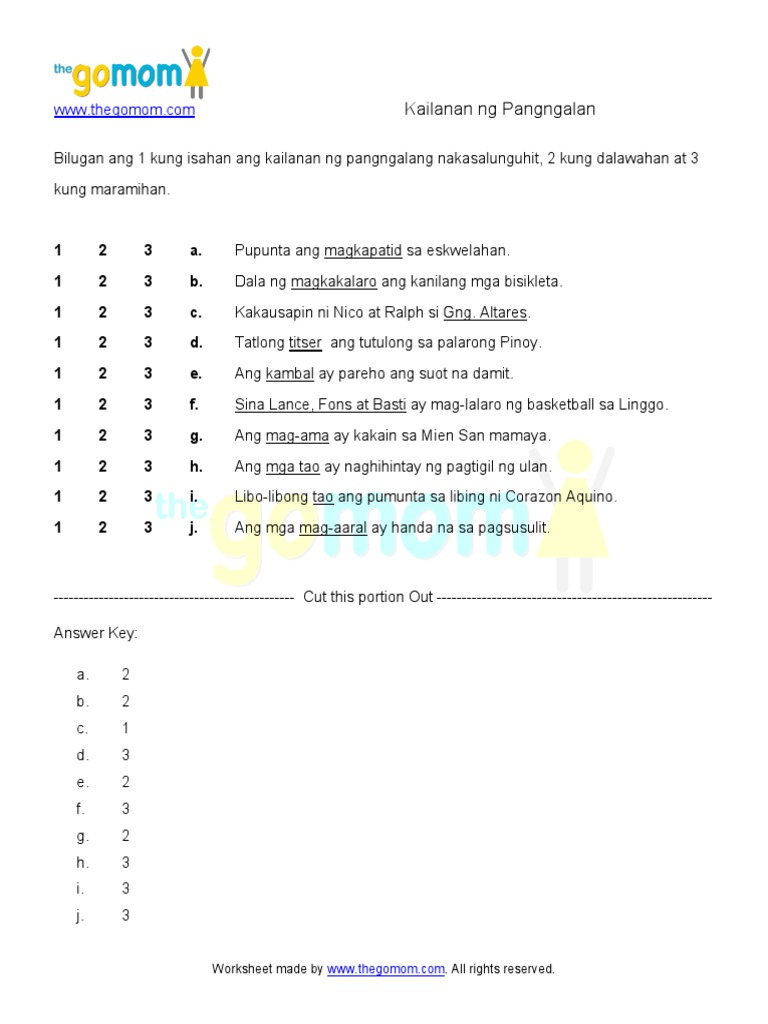 Kailanan NG Pangngalan 6 Worksheet 2 | PDF