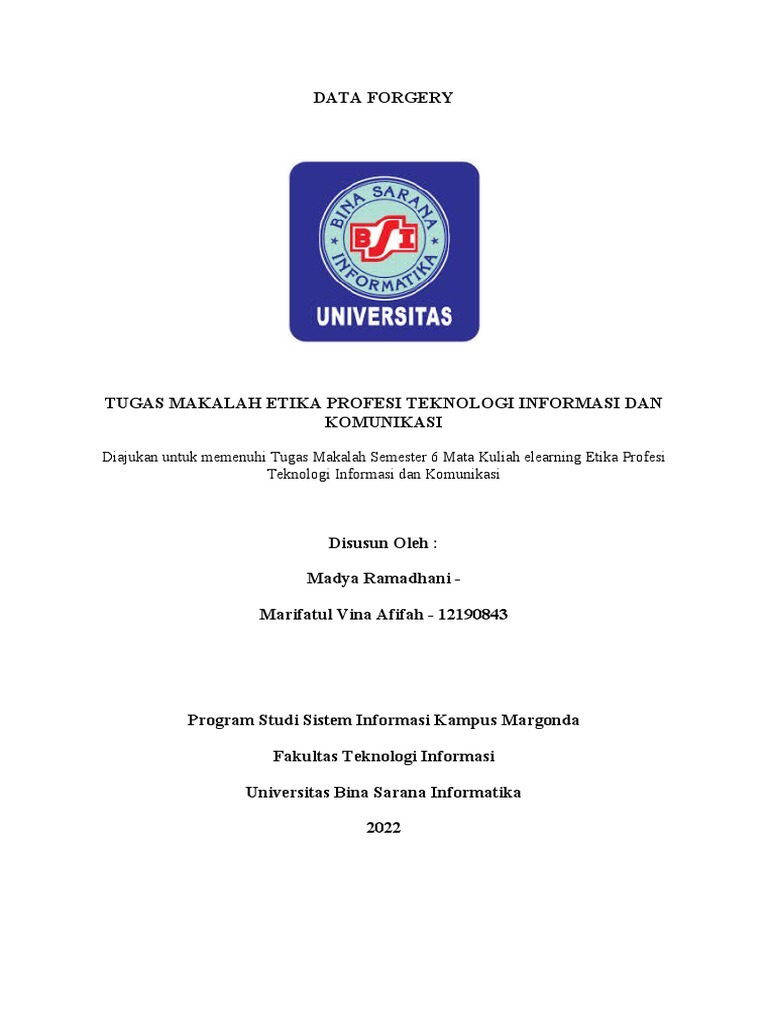 makalah dengan tema DATA FORGERY | PDF