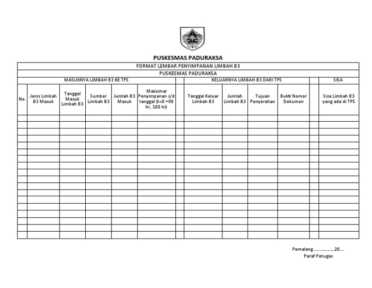 Logbook Limbah B3 pkm paduraksa | PDF