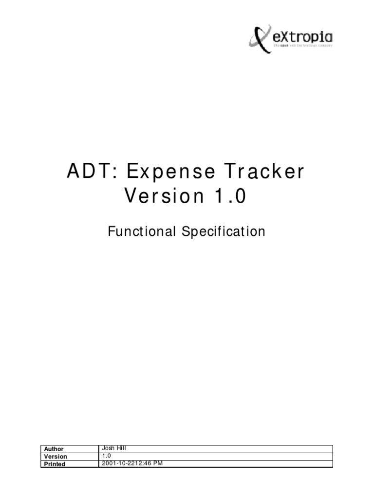 ADT Functional Spec ExpenseTracker | PDF | Login | Databases