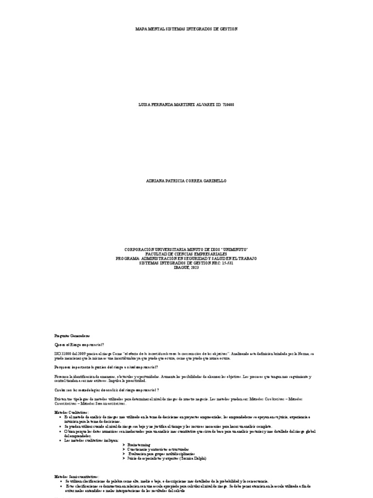 Mapa Mental ISO 31001 | PDF | Riesgo | Toma de decisiones