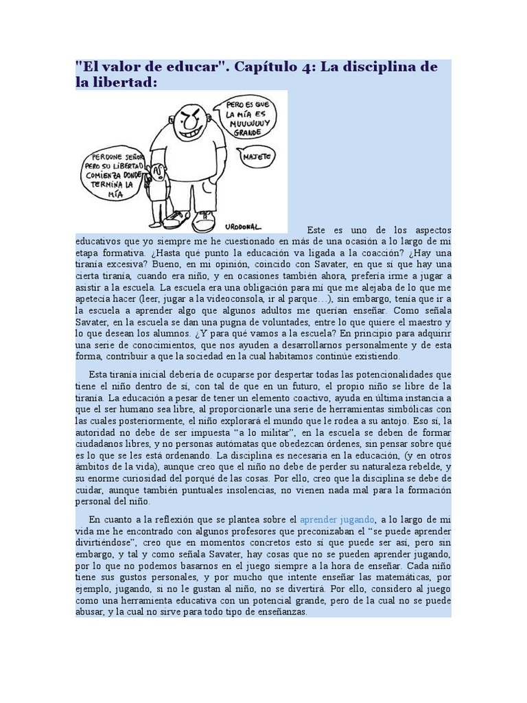 Resumen Cap. 4 - Valor de Educar | PDF