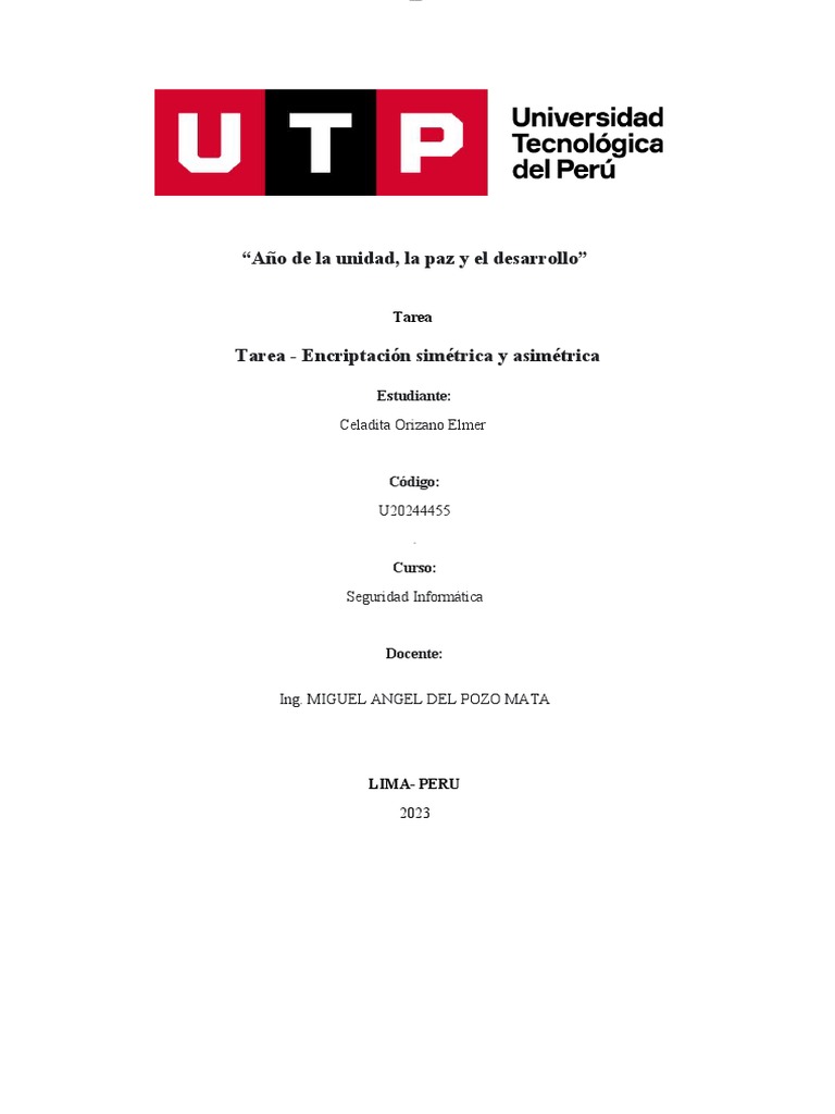 Semana 07 Tema 01 Tarea Encriptación Simétrica Y Asimétrica Pdf