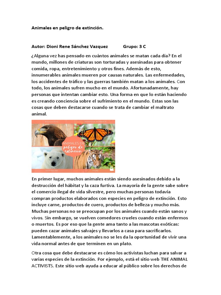 Animales en Peligro de Extinción | PDF | Especie en peligro | Extinción