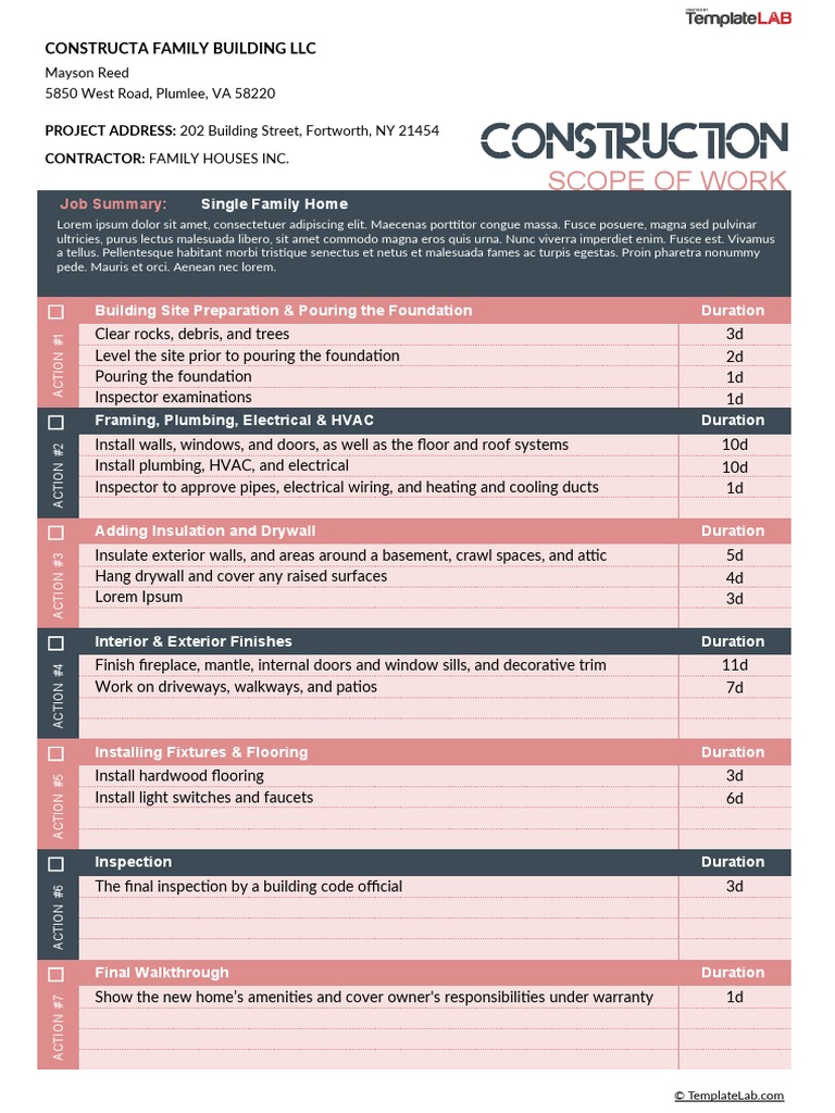 Construction Scope of Work Template | PDF | Basement | Building Technology