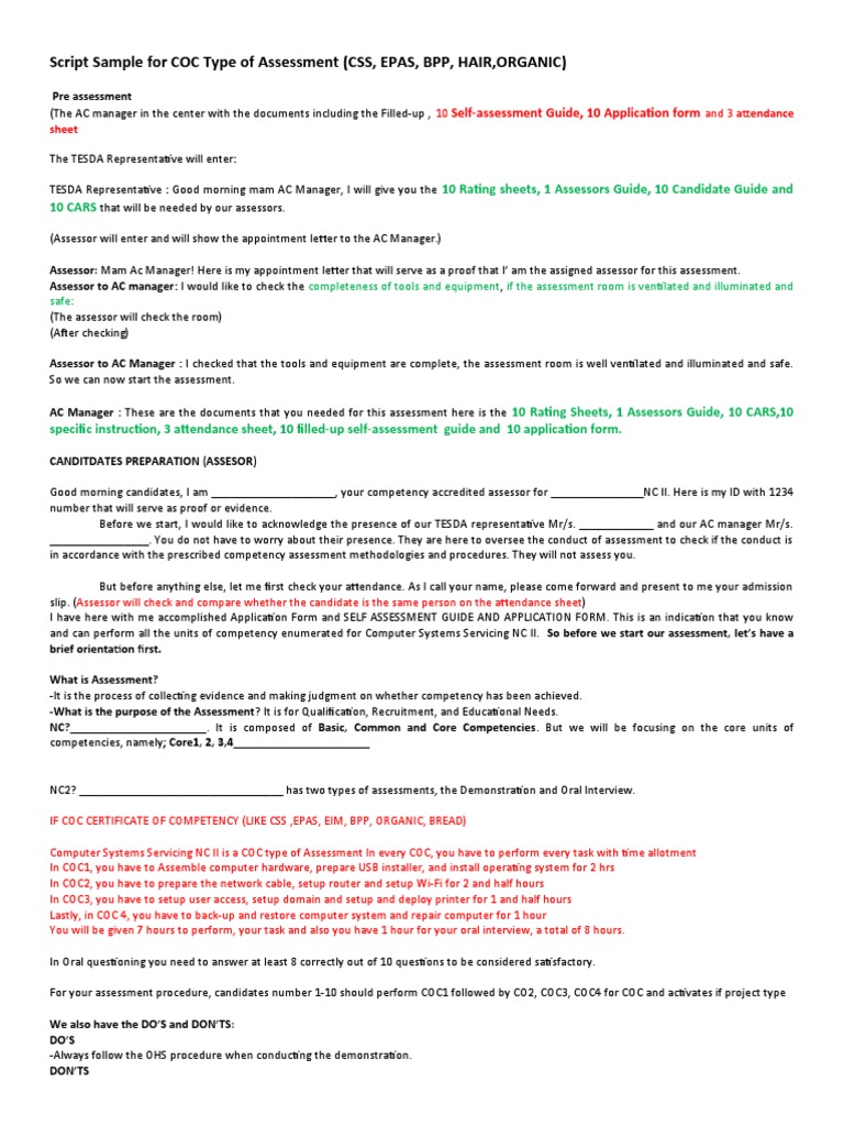 Conduct Script For COC Type | PDF | Operating System | Computer Network