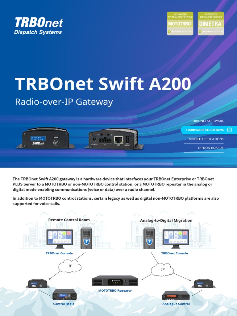 TRBOnet Swift A200 Radio Gateway Overview | PDF | Voice Over Ip | Usb
