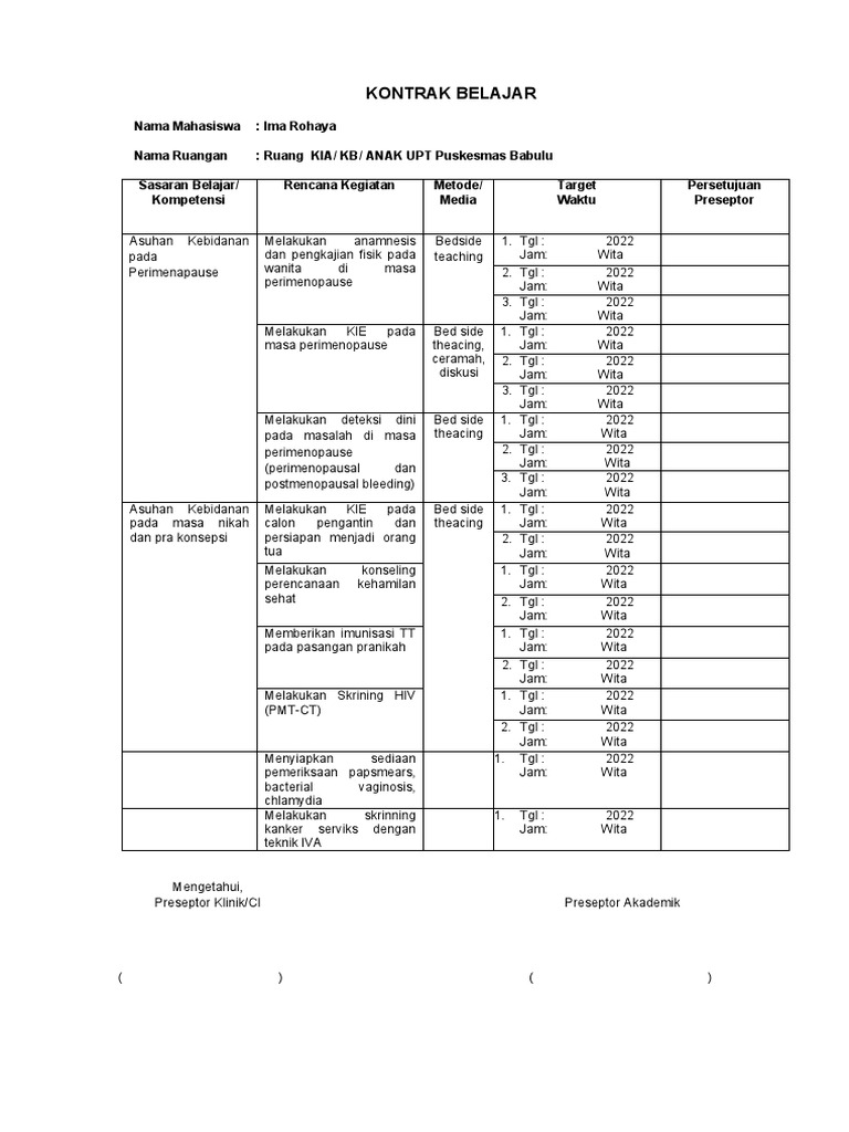 Kontrak Belajar | PDF