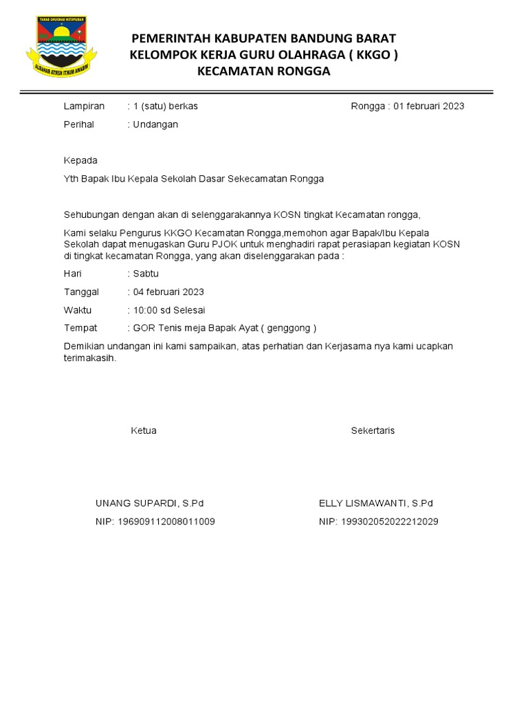 Surat Undangan Kkgo | PDF