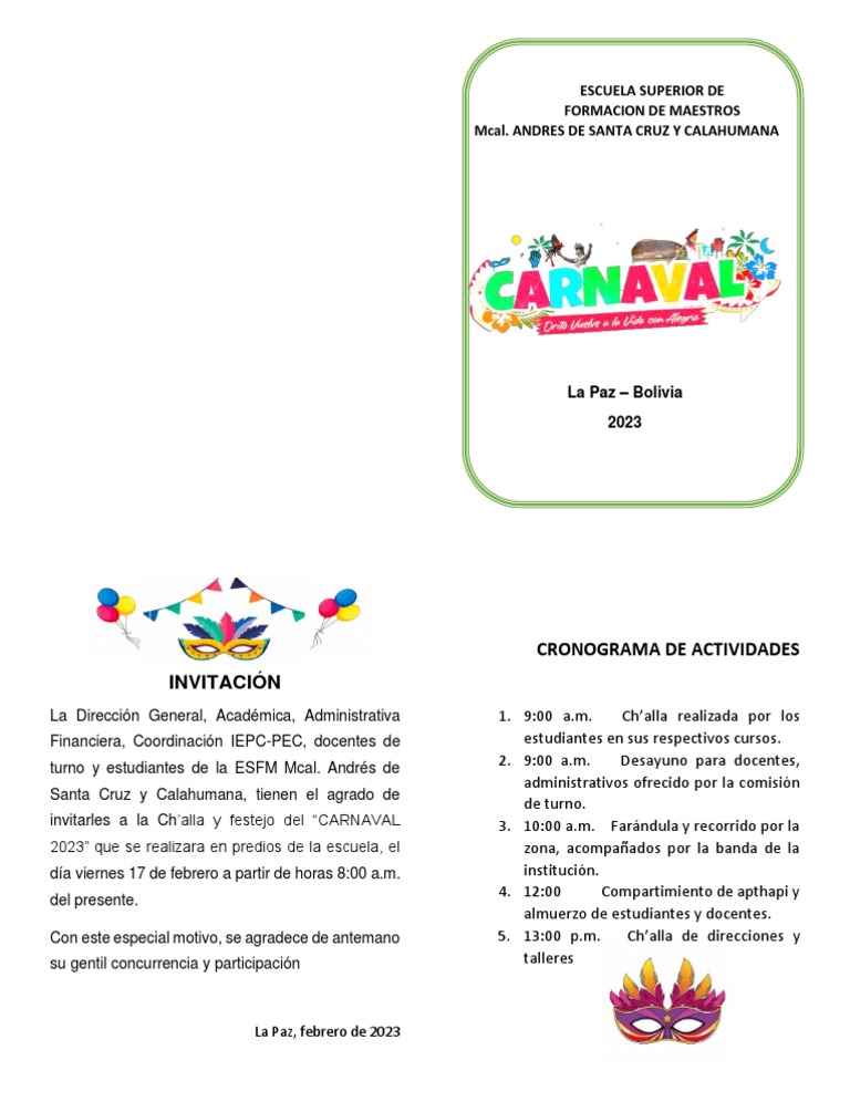 Invitación al Apthapi del Carnaval 2023 | PDF