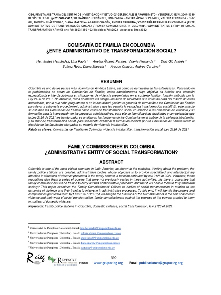 Comisarías Familiares y Transformación | PDF | Constitución | Familia