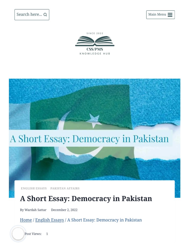 A Short Essay - Democracy in Pakistan CSS - PMS Knowledge Hub | PDF ...