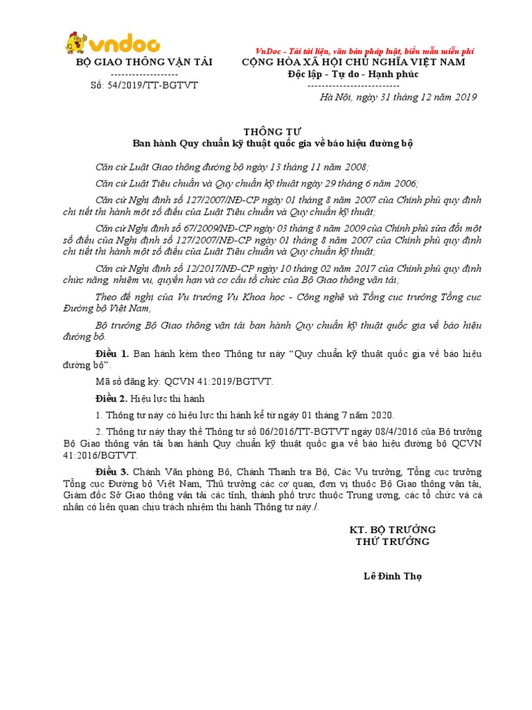Quy Chuan Quoc Gia Ve Bien Bao Giao Thong Duong Bo | PDF