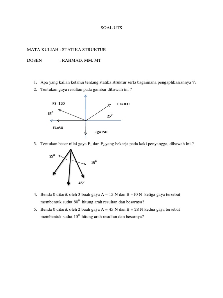 SOAL UTS Statika Struktur | PDF