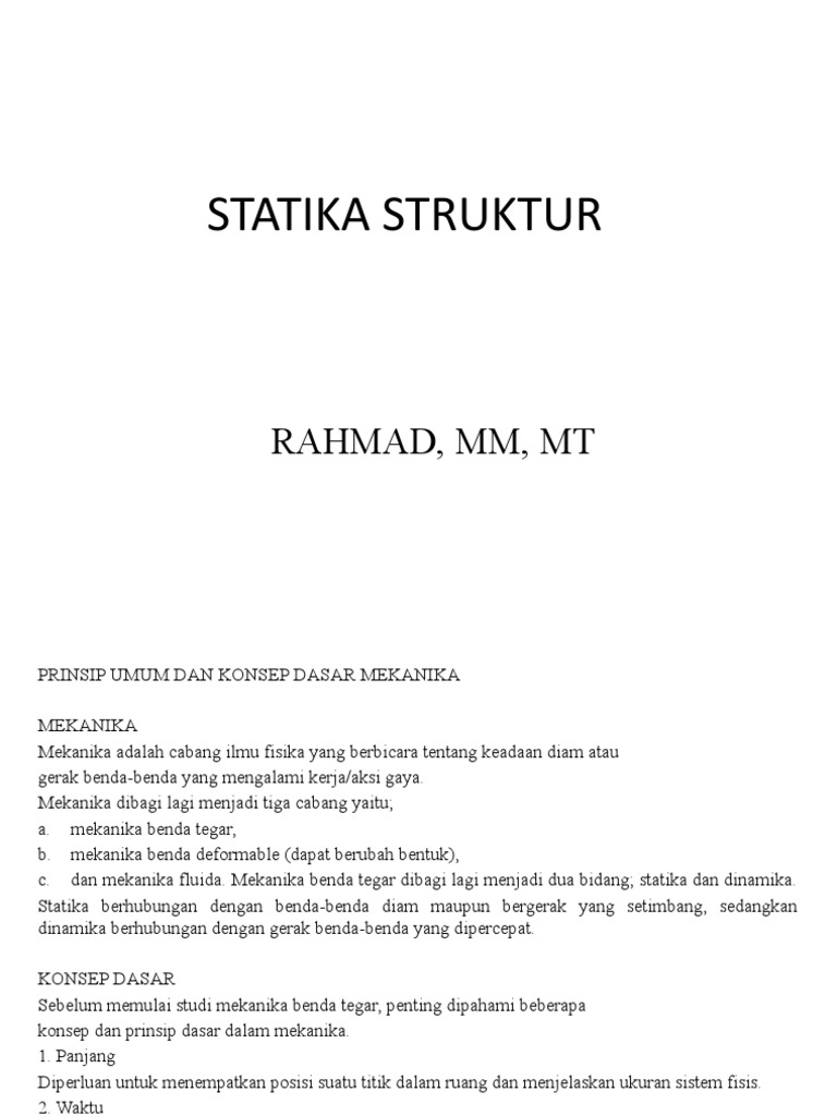 Statika Struktur 1 | PDF