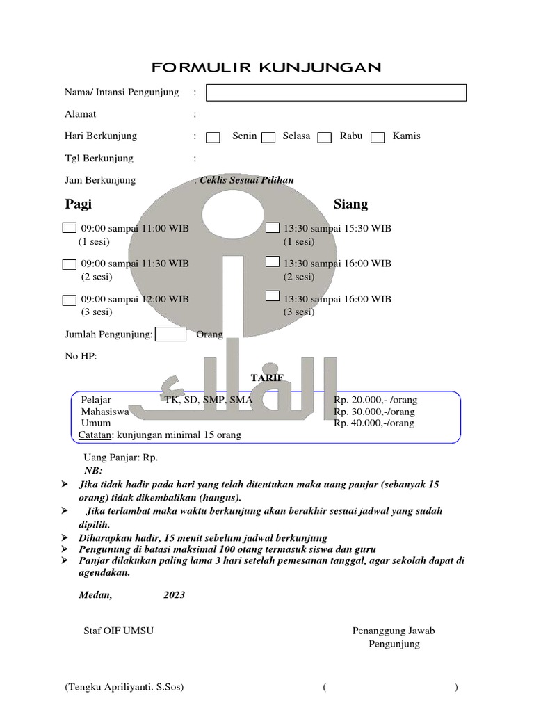 FORMULIR KUNJUNGAN | PDF