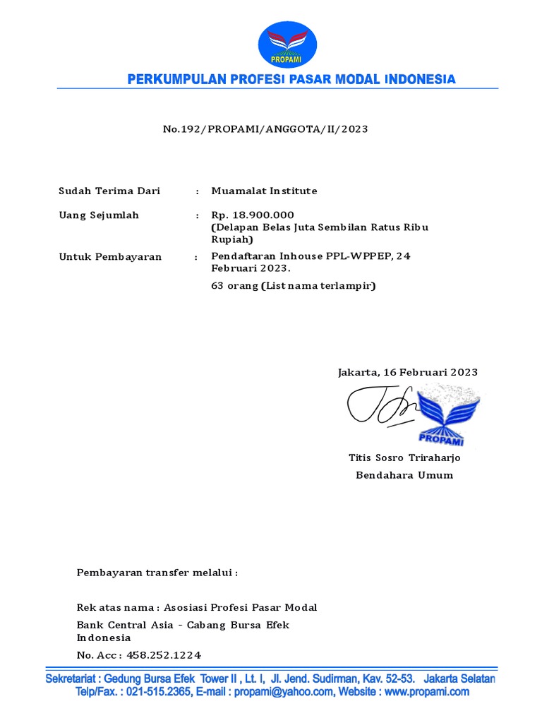 192-Invoice Muamalat Institute 63 Pendaftaran PPL WPPEP Inhouse | PDF