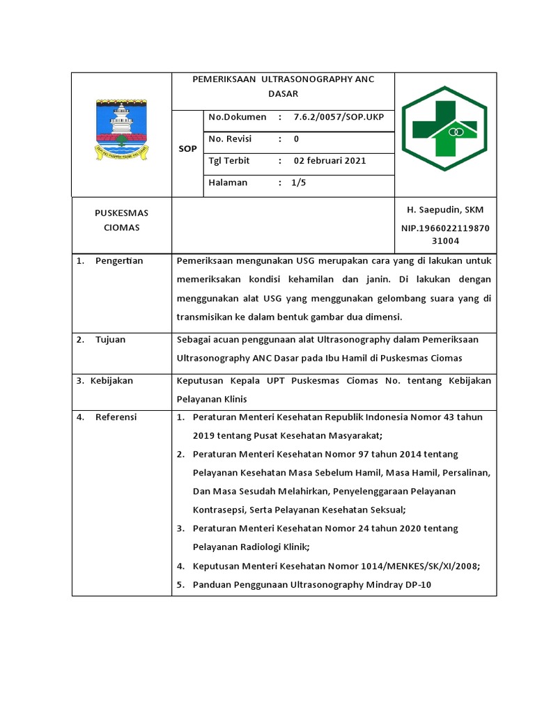 SOP Penggunaan USG | PDF SOP Penggunaan USG | PDF