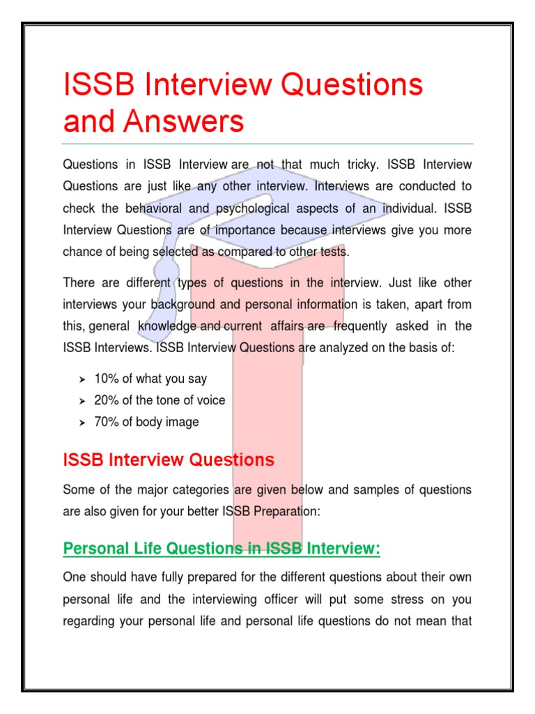 ISSB Interview Questions and Answers | PDF