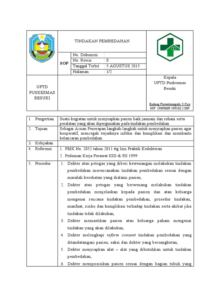 Sop Tindakan Pembedahan New | PDF